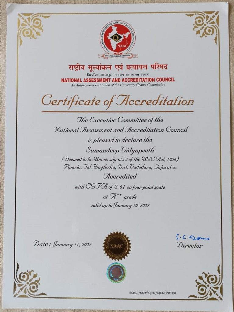 NAAC Grade Certificate 1 | PDF