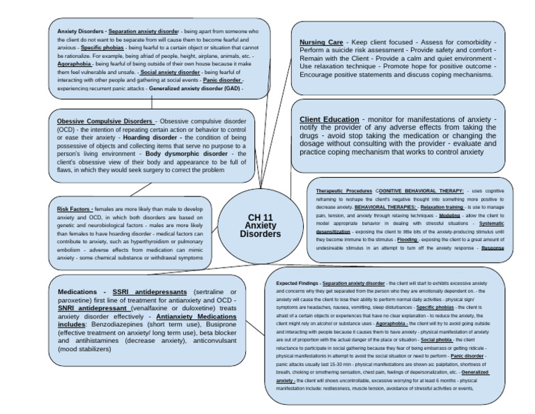 CH 11 Anxiety Disorders ATI CONCEPT MAP | PDF