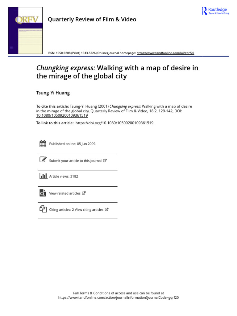 Chungking Express Walking With A Map of Desire in The Mirage of The Global City | PDF