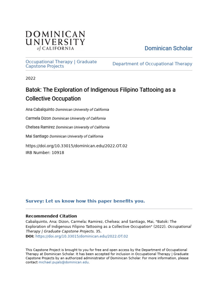Batok - The Exploration of Indigenous Filipino Tattooing As A Coll | PDF