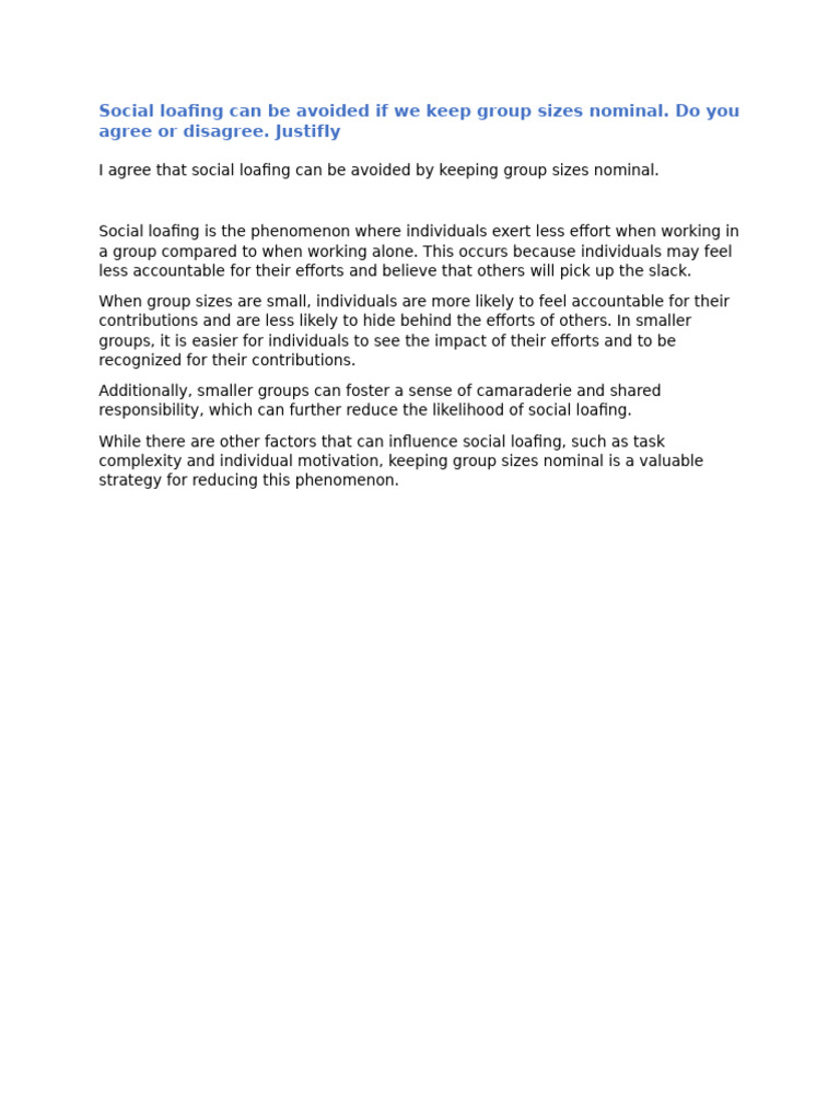 Social Loafing | PDF