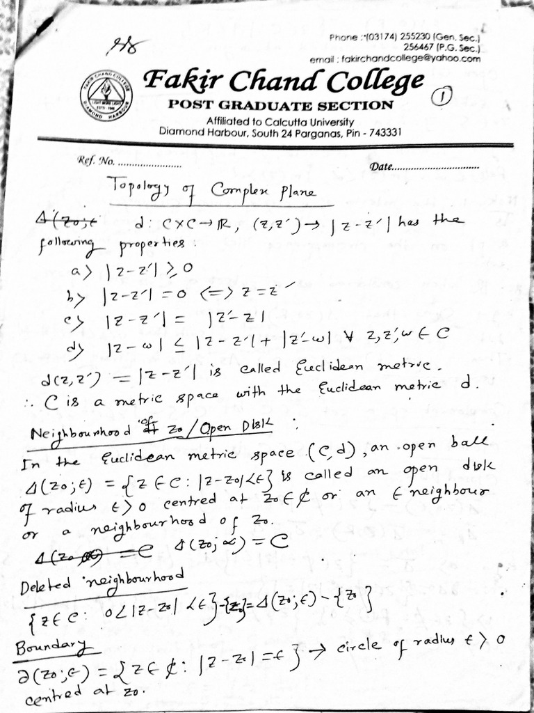 Plex Analysis-2 (Topology) | PDF