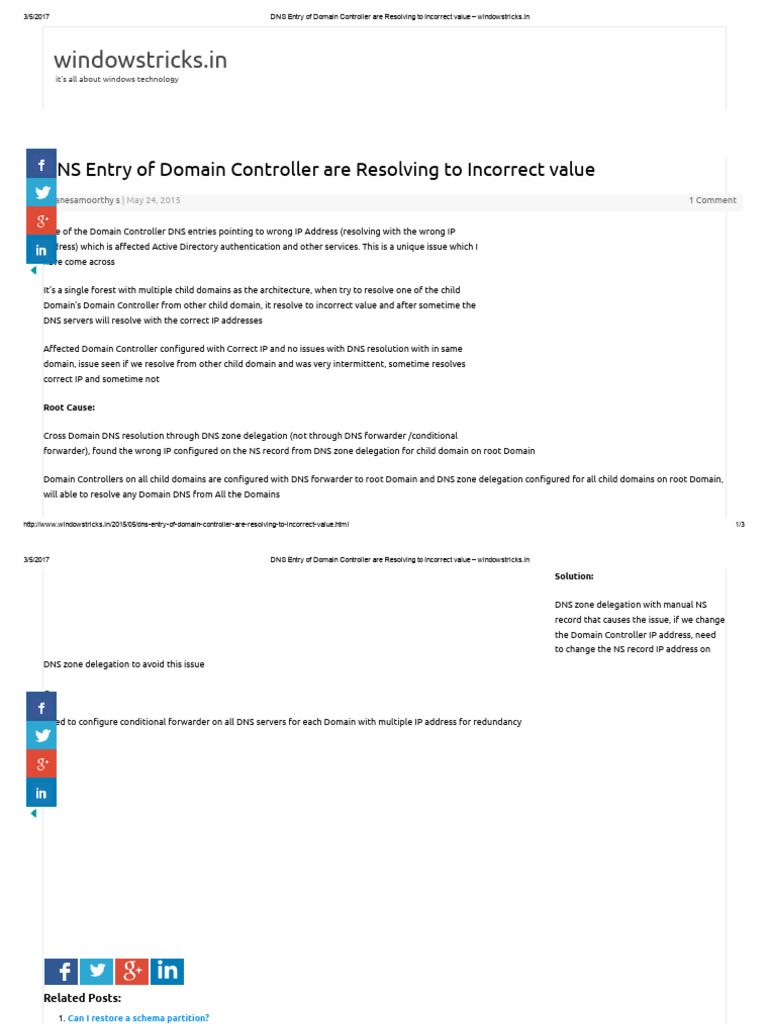 DNS Entry of Domain Controller are Resolving | PDF