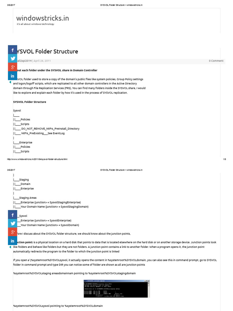 SYSVOL Folder Structure – windowstricks | PDF