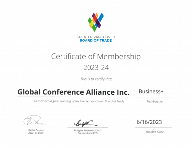 Global Conference Alliance-GVBOT Certificate | PDF