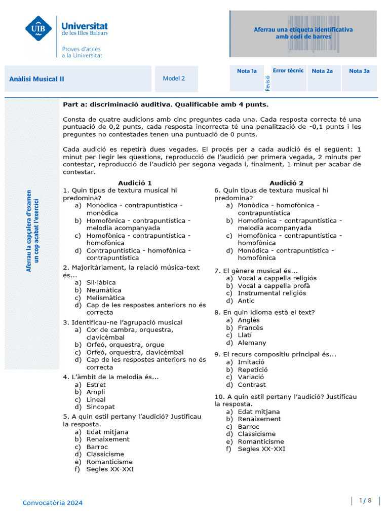 Enunciat AMUSICAL JUNY 2024 | PDF