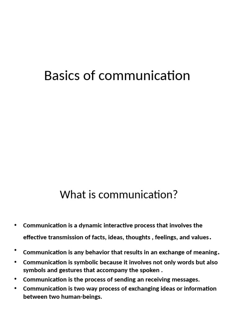 Basics of Communication-1 | PDF