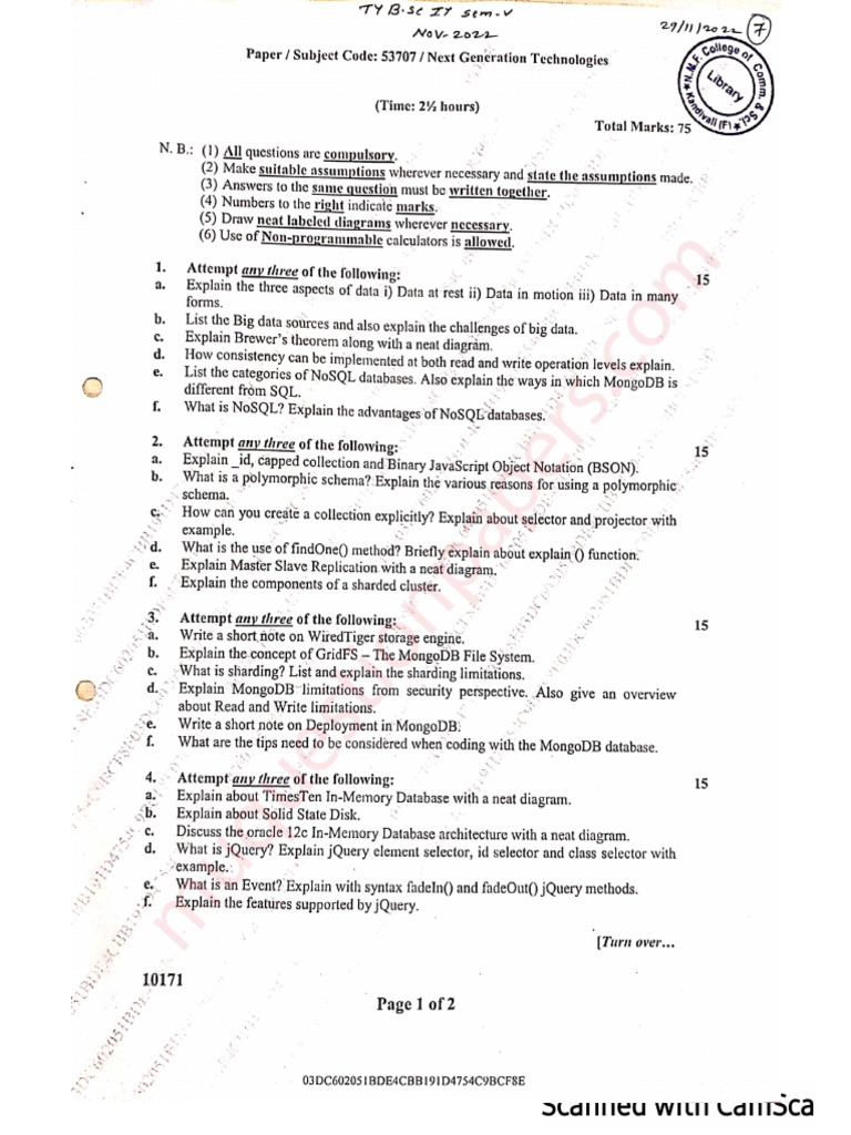 Et QB | PDF | No Sql | Computer Programming