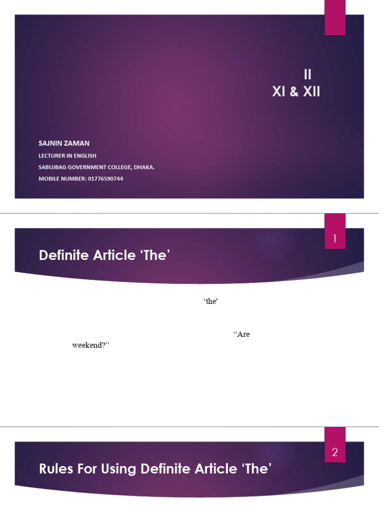 Definite Article Usage In English Pdf English Language Noun