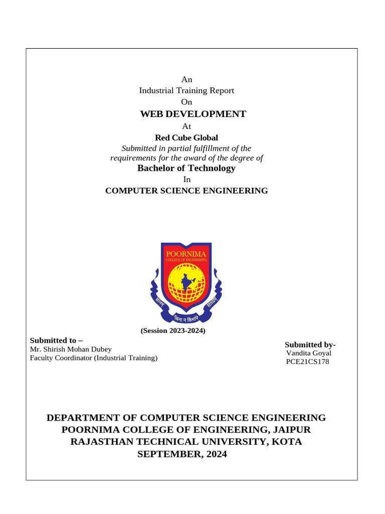 Industrial Training Report | PDF