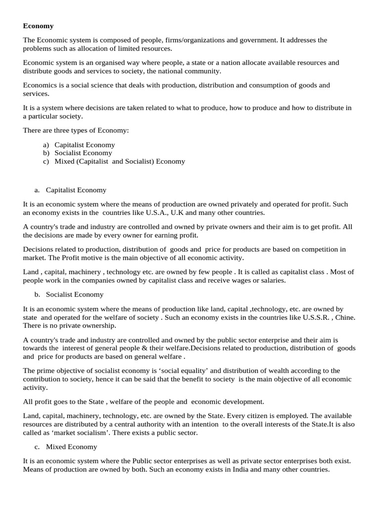 Economics Notes | PDF