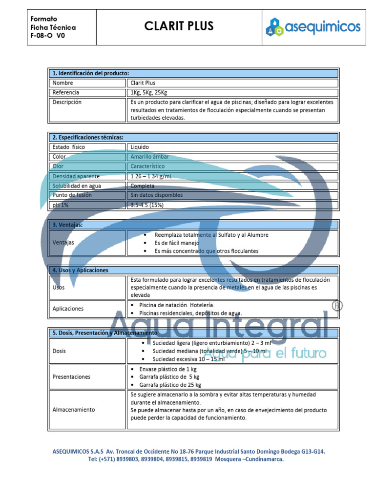 Clarit Plus - Ficha Técnica | PDF