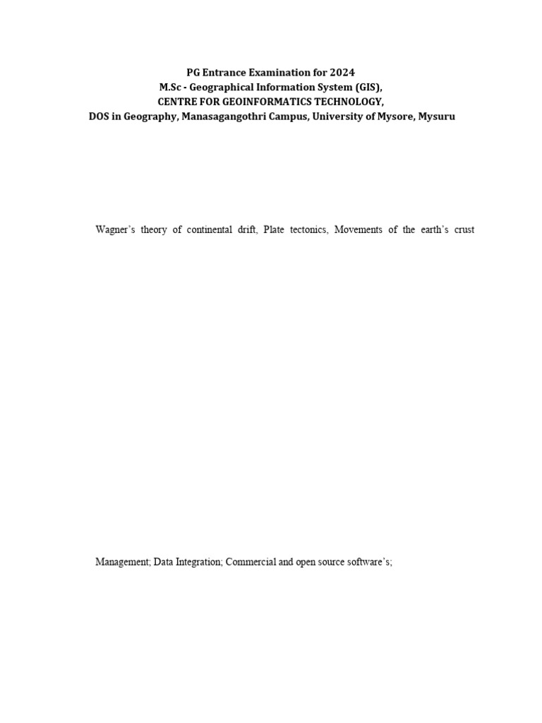 GIS Entrance Exam Syllabus | PDF