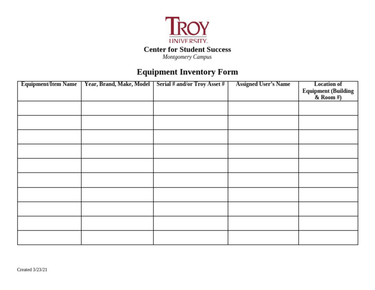 CSS Equipment Inventory Form | PDF