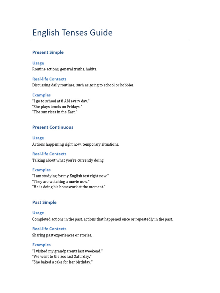English Tenses Guide | PDF