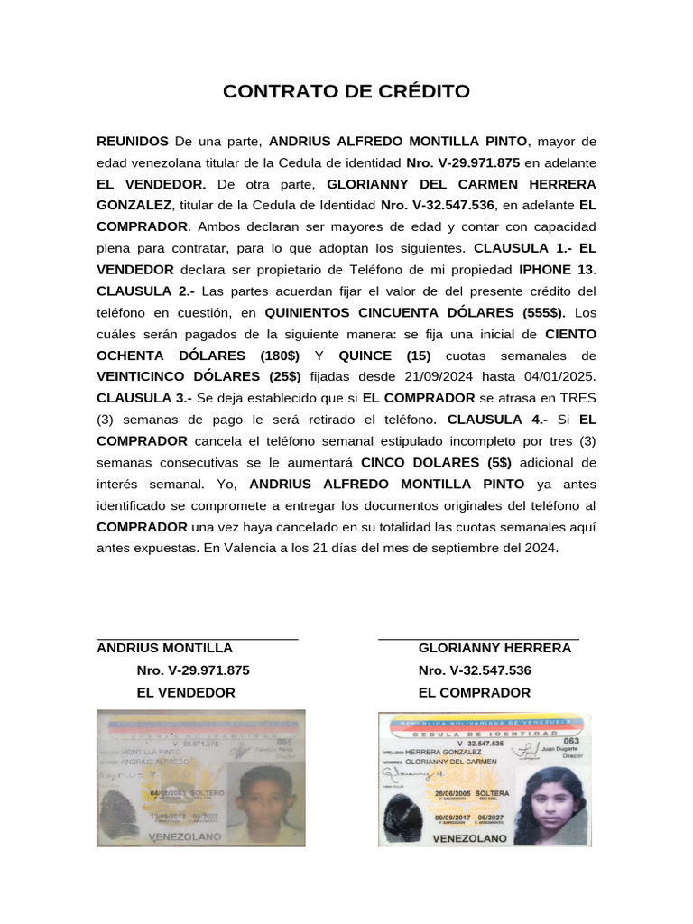 Contrato de Crédito Andrius | PDF