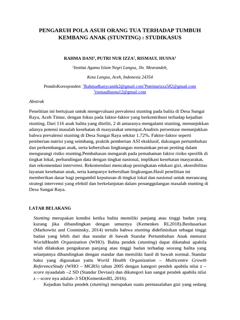 Pengaruh Pola Asuh Orang Tua Terhadap Tumbuh Kembang Anak | PDF