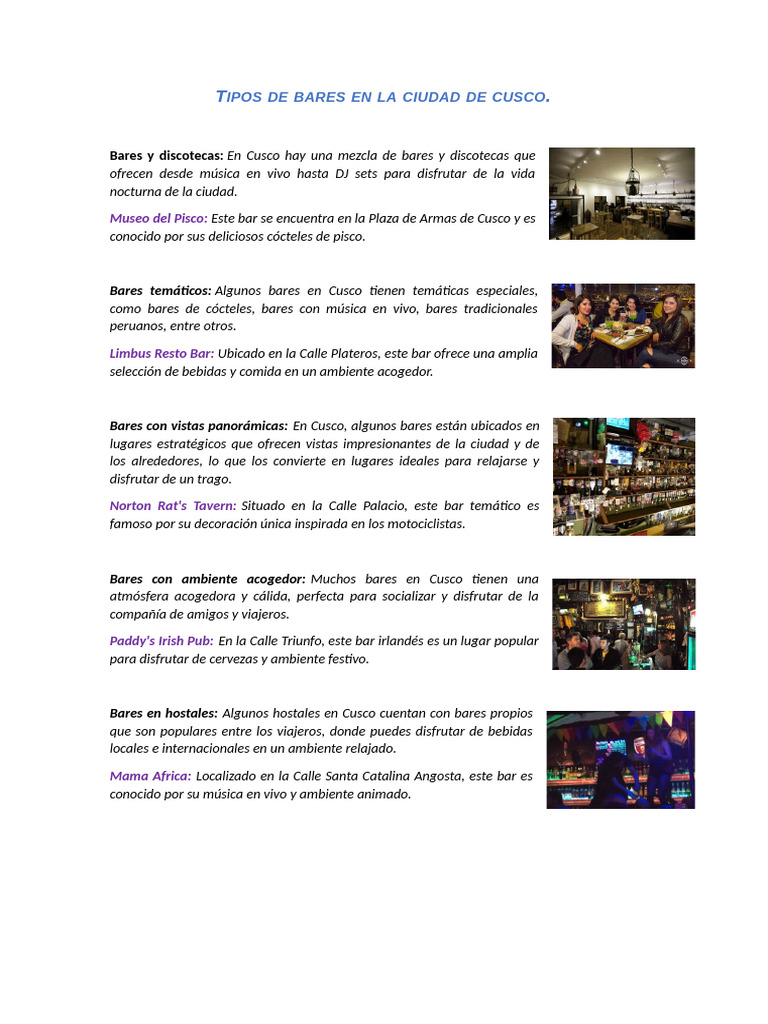 Tipos de Bar | PDF