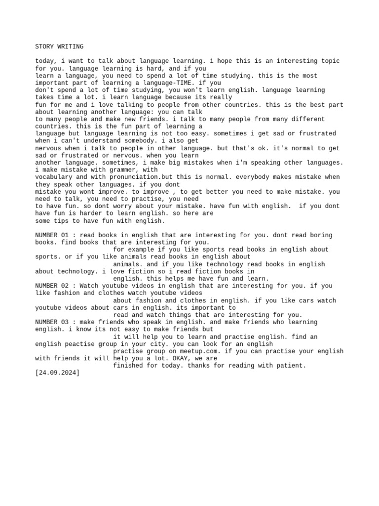 Story Writing | PDF | Human Communication | Linguistics