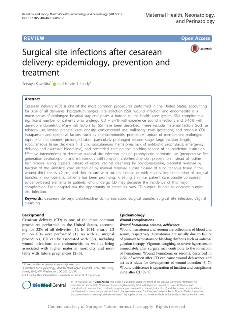 Surgical Site Infections After Cesarean Delivery e | PDF | Childbirth ...
