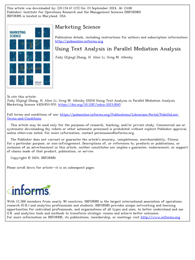 Zhang Et Al 2024 Using Text Analysis in Parallel Mediation Analysis | PDF