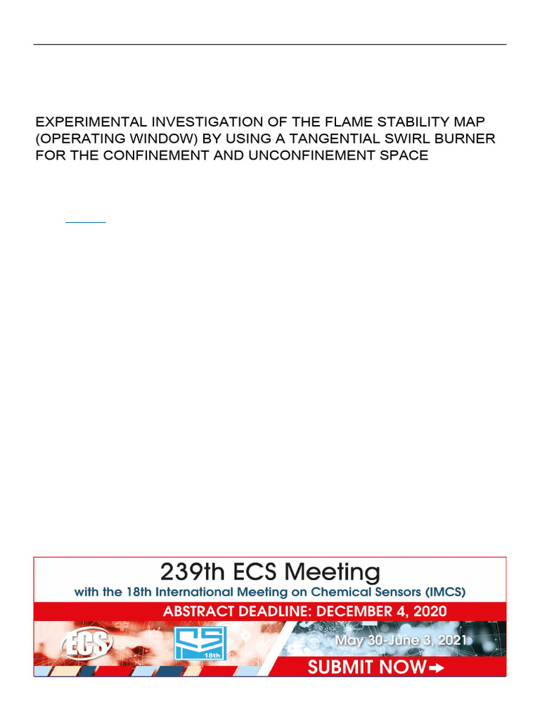 Experimental Investigation of The Flame Stability Map (Operating Window ...