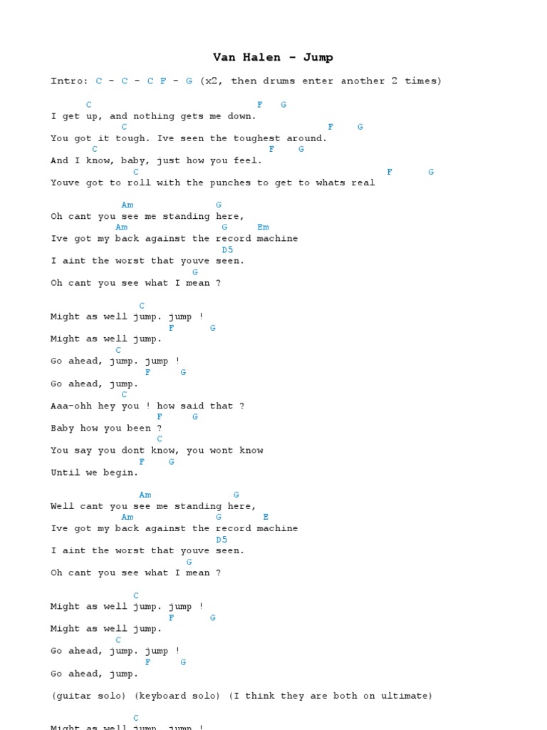 Van Halen - Jump | PDF | Song Structure | Leisure