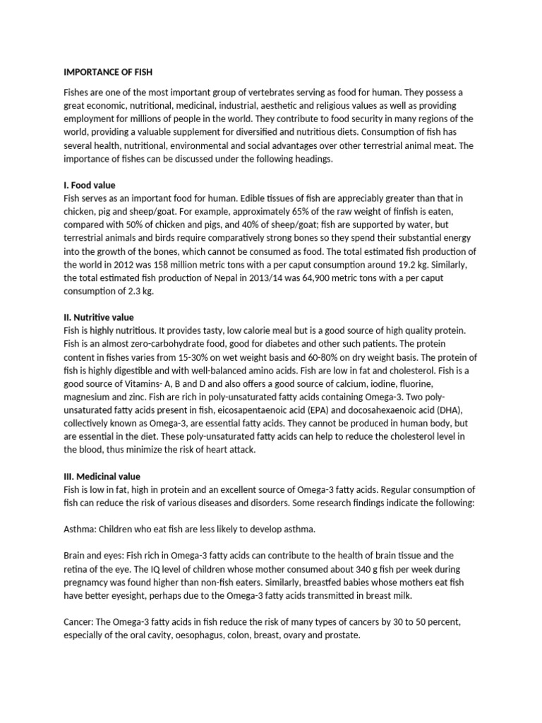 IMPORTANCE OF FISH | PDF