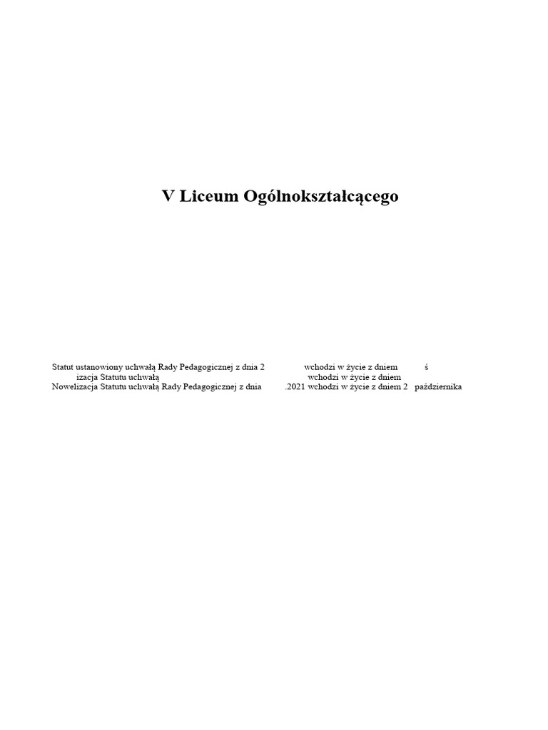 STATUT-V-LO - Pazdziernik 2021 | PDF