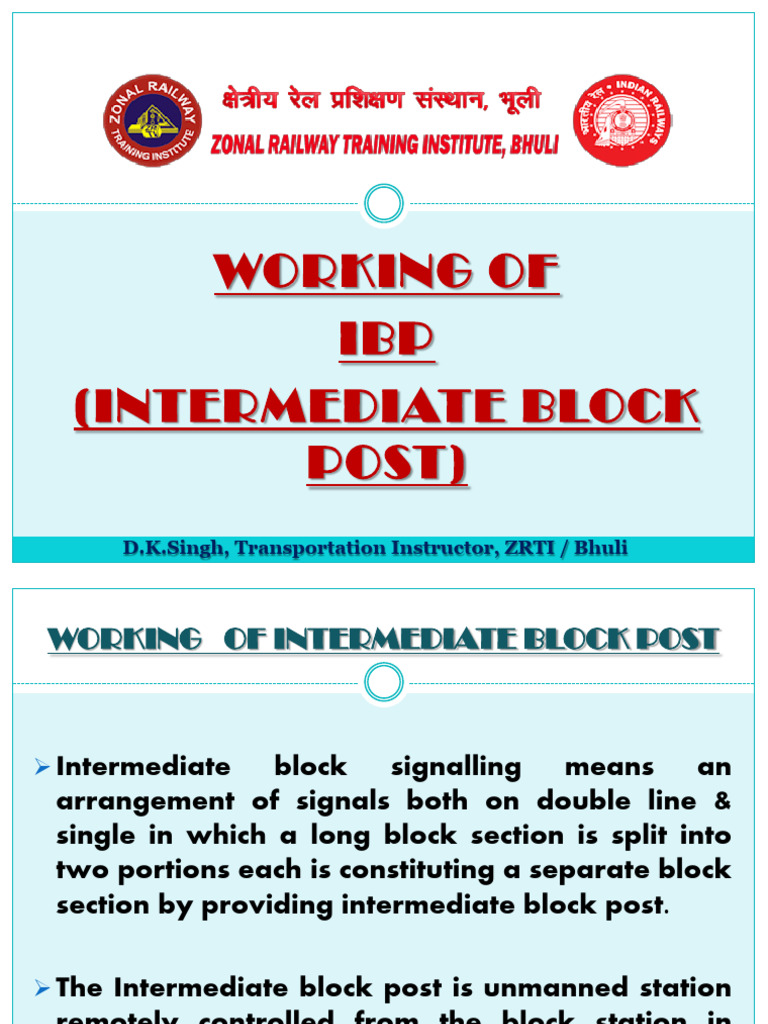 Working of IBP (Intermediate Block Post) : D.K.Singh, Transportation ...