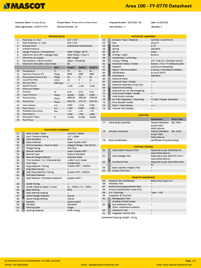 MASCOT Q16-5195 Rev B3 Control Valves Datasheets | PDF | Valve | Pipe ...