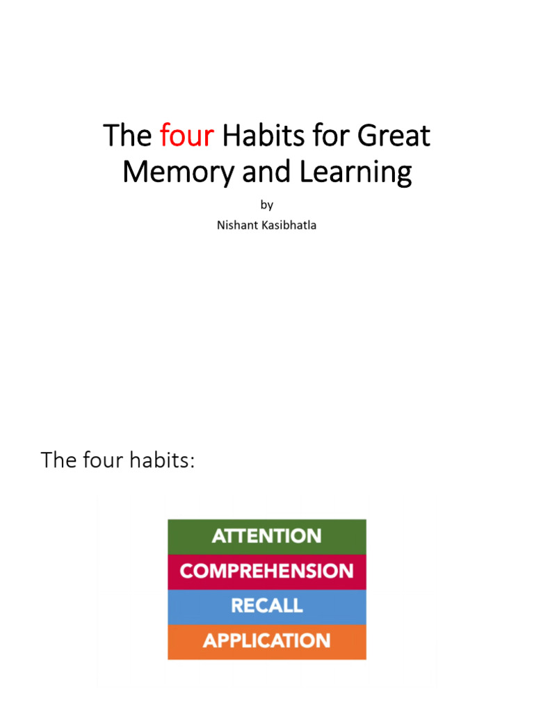 4 Habits For Great Memory and Learning | PDF