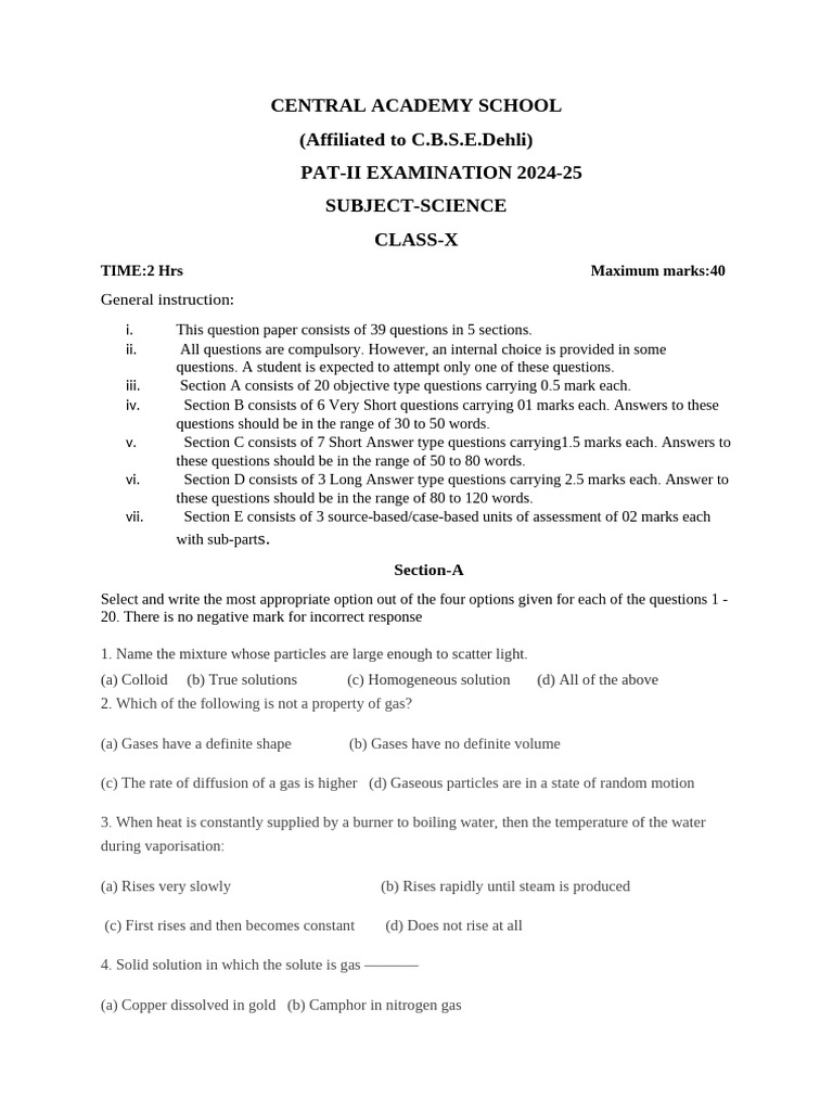 Class 9 Pat-2 | PDF