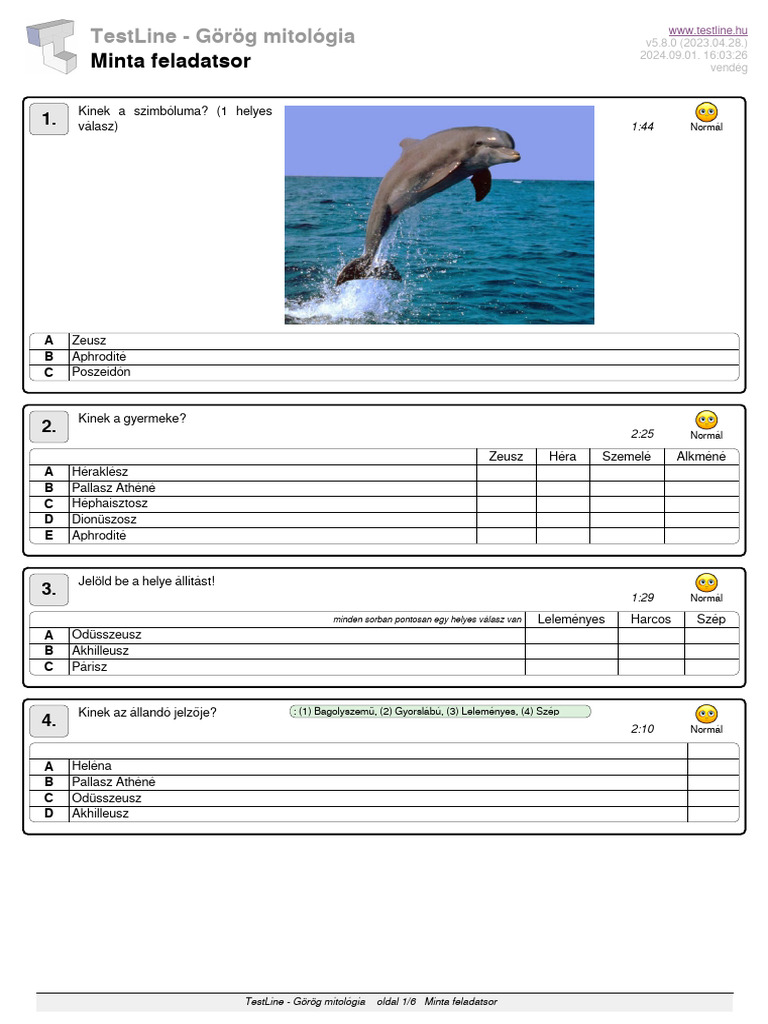 Gorog Mitologia Feladatok | PDF