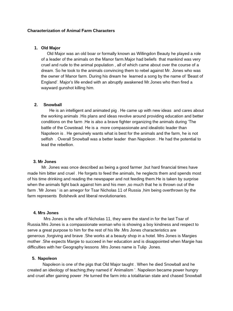 Characterization of Animal Farm Characters | PDF