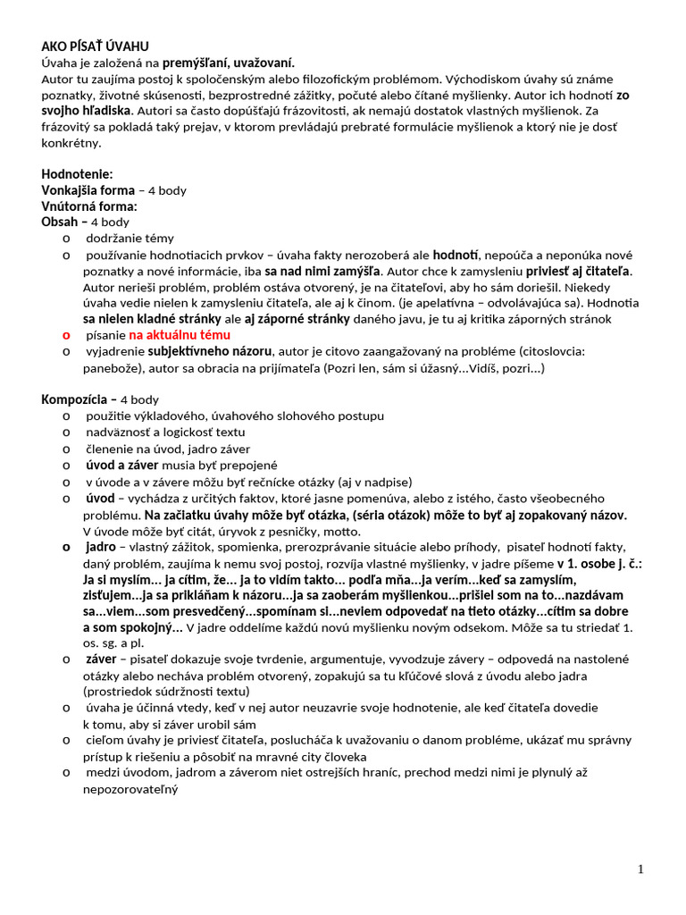 2 AKO PISAT UVAHU Hodnotenie | PDF