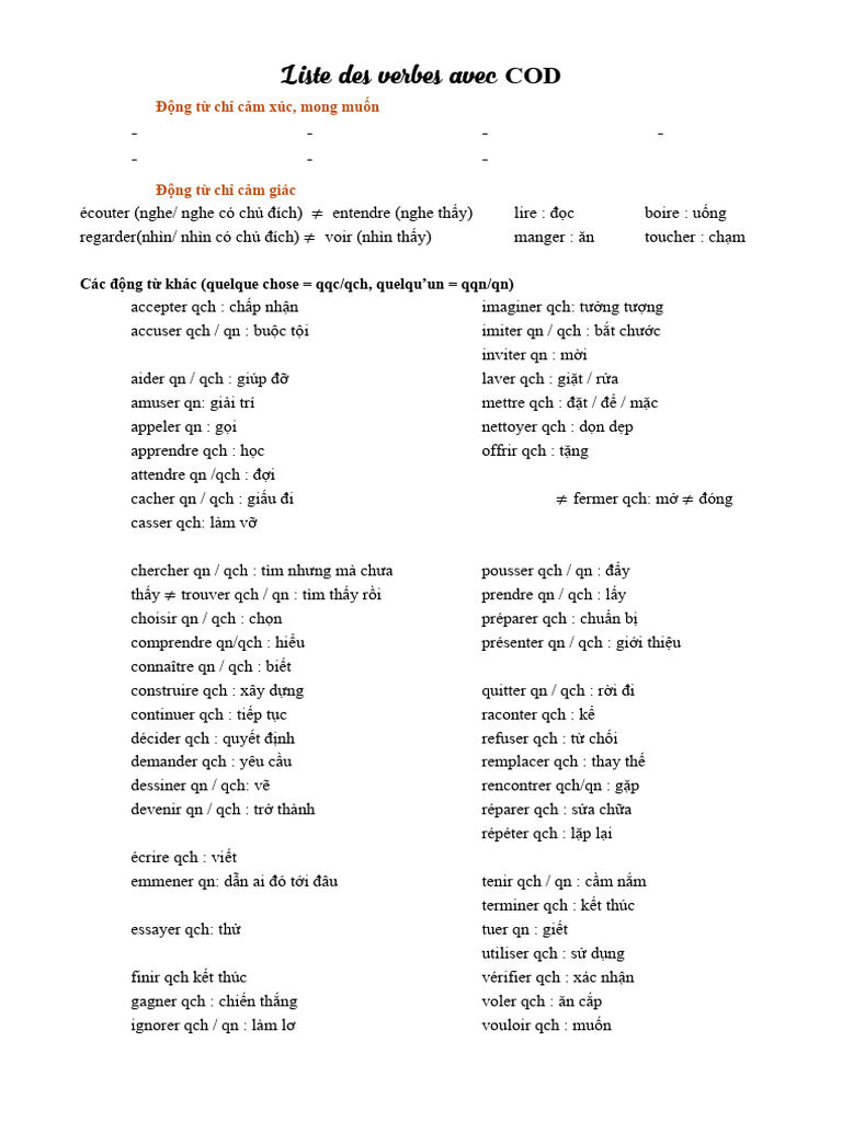 Liste Des Verbes | PDF