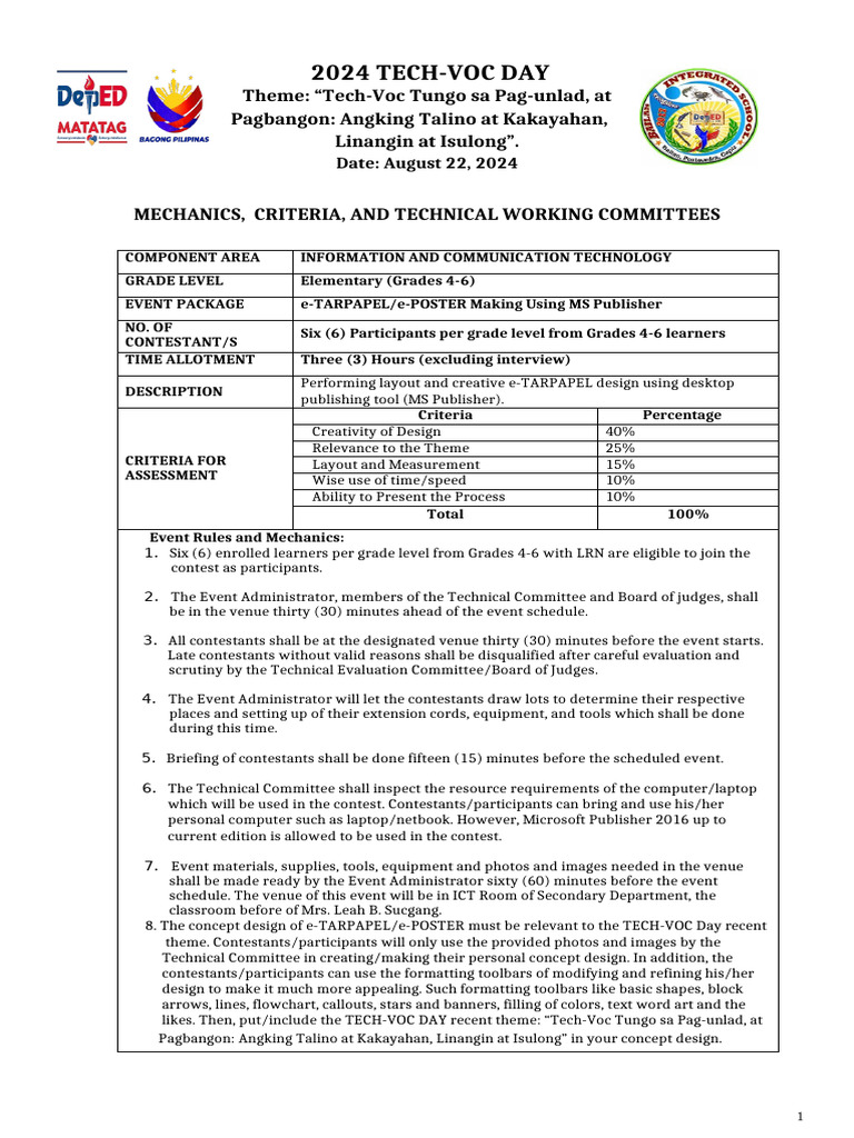 2024 TECH - VOC DAY MECHANICS ON e-TARPAPEL | PDF