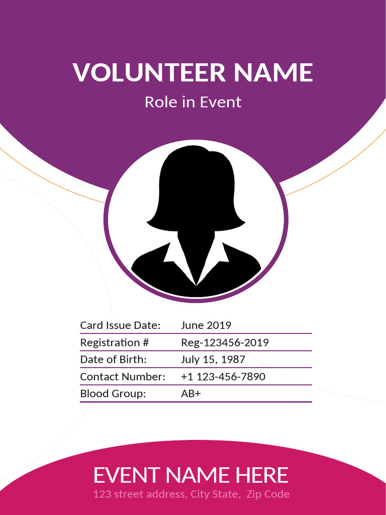 Event Volunteer Id Card Template cr100 Size | PDF