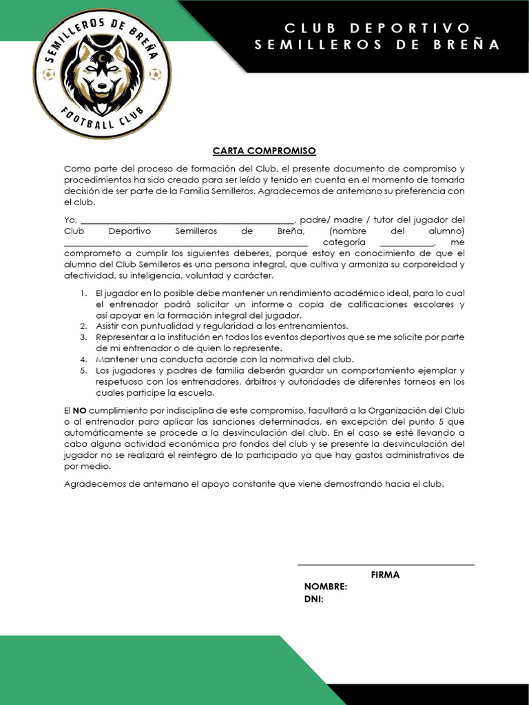 Carta Compromiso | PDF