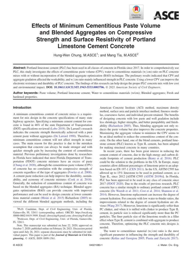 Effects of Minimum Cementitious Paste Volume and Blended Aggregates On ...