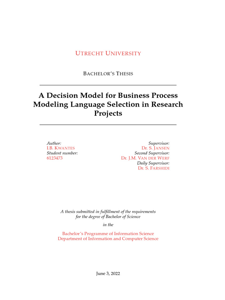 A Decision Model For Business Process Modeling Language Selection | PDF