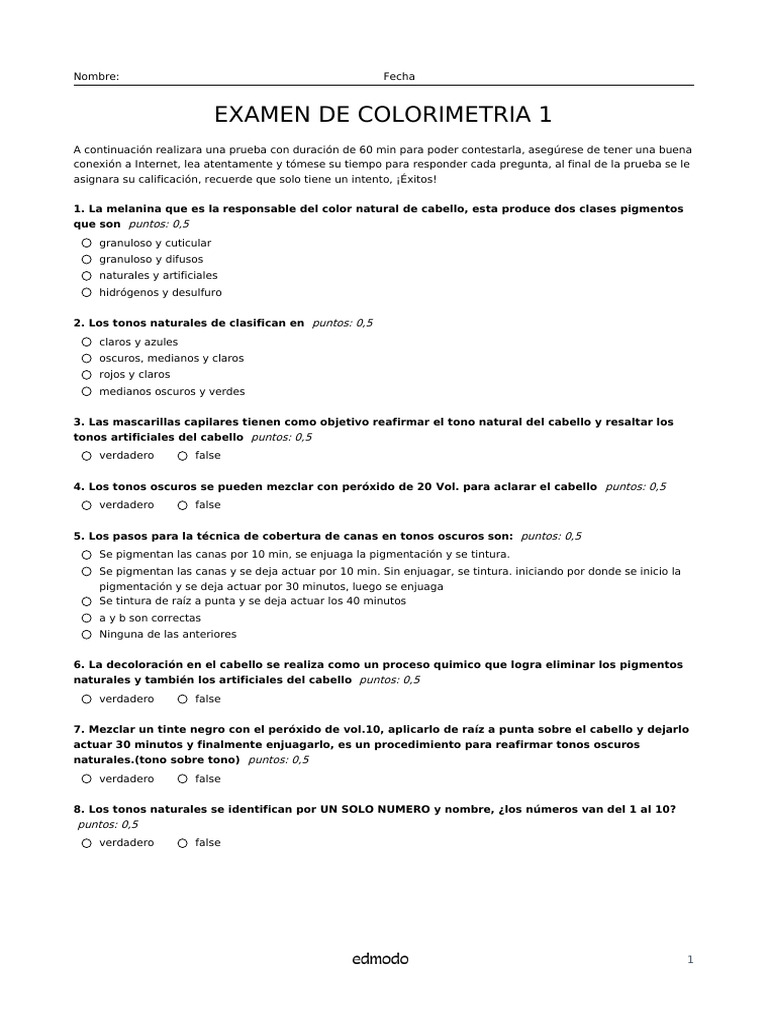 Examen de Colorimetria 1 | PDF