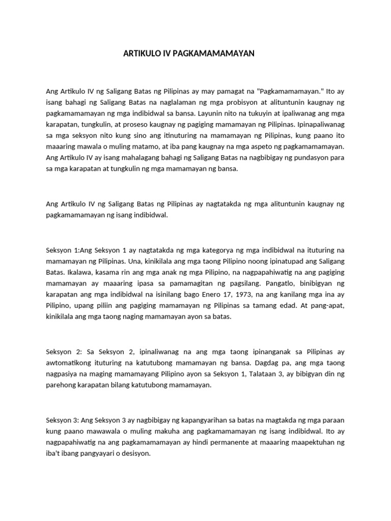 Artikulo Iv ??? | PDF