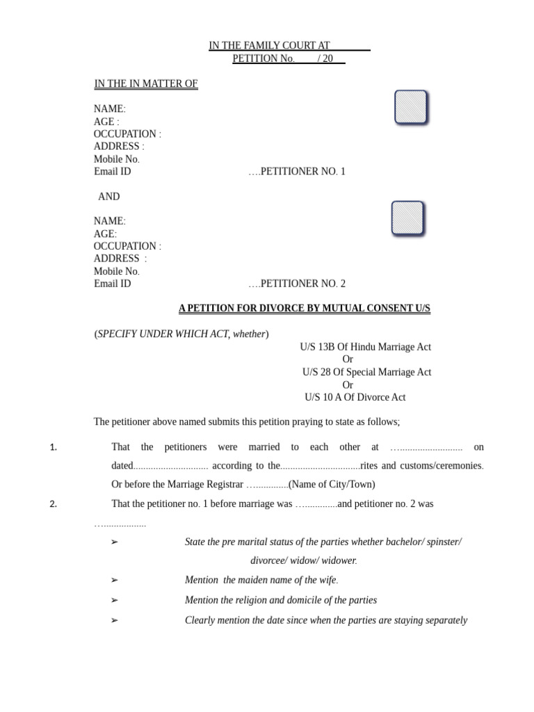 Mutual Consent Divorce Petition | PDF | Divorce | Politics