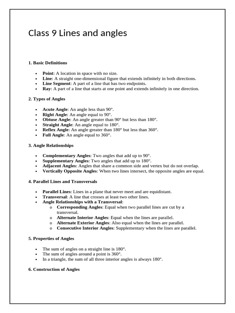Class 9 Lines and Angles | PDF