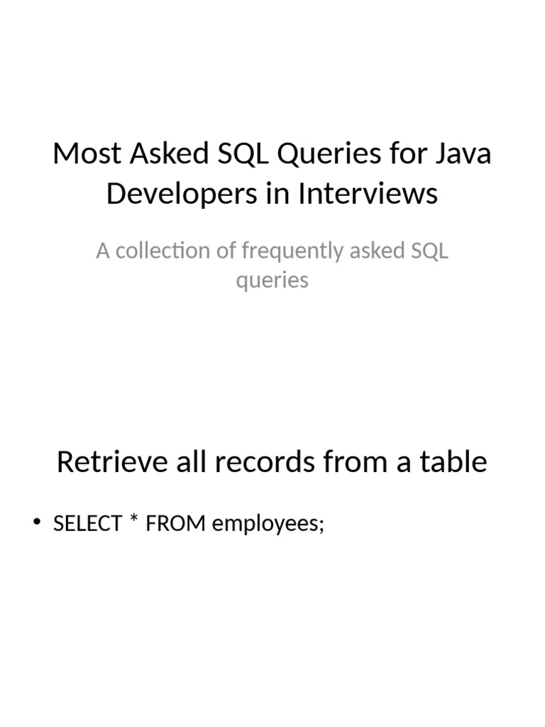 SQL Queries Java Developer Interview | PDF