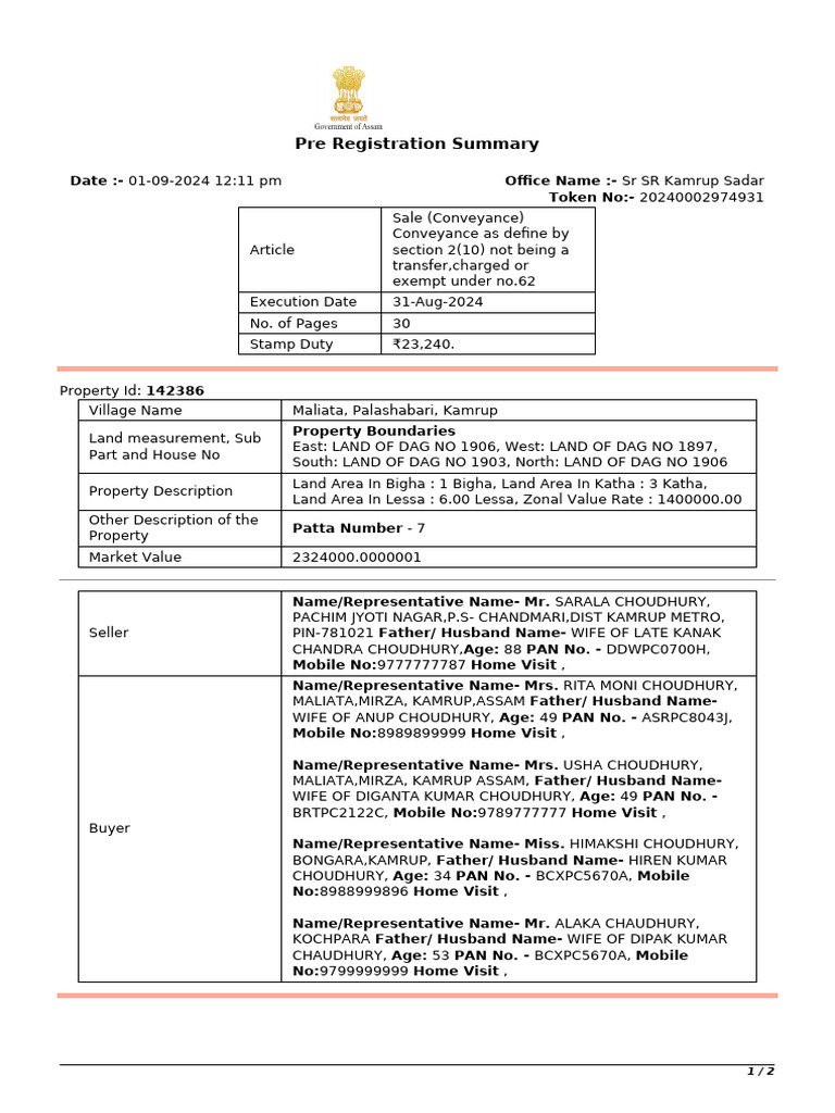Pre Registration Summary | PDF