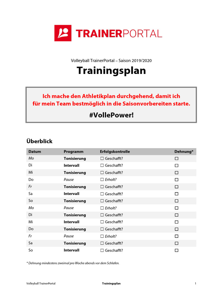 Trainingsplan Beispiel | PDF