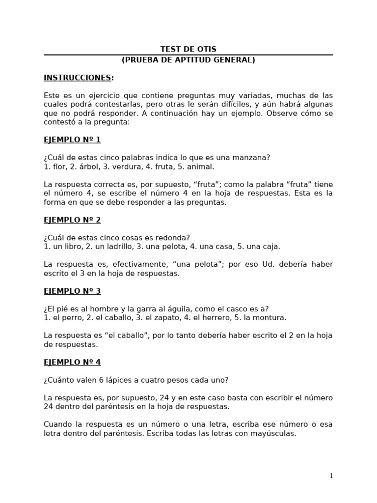 TEST DE OTIS | PDF